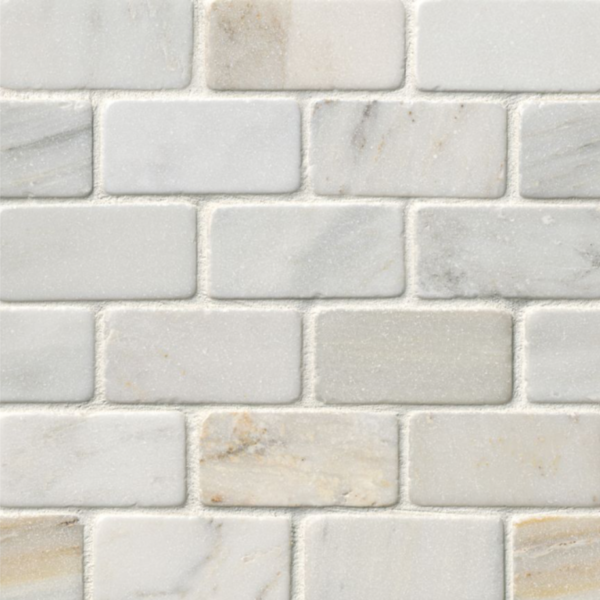 Hampton Carrara Marble Tumbled Amalfi Subway Mosaic Tile