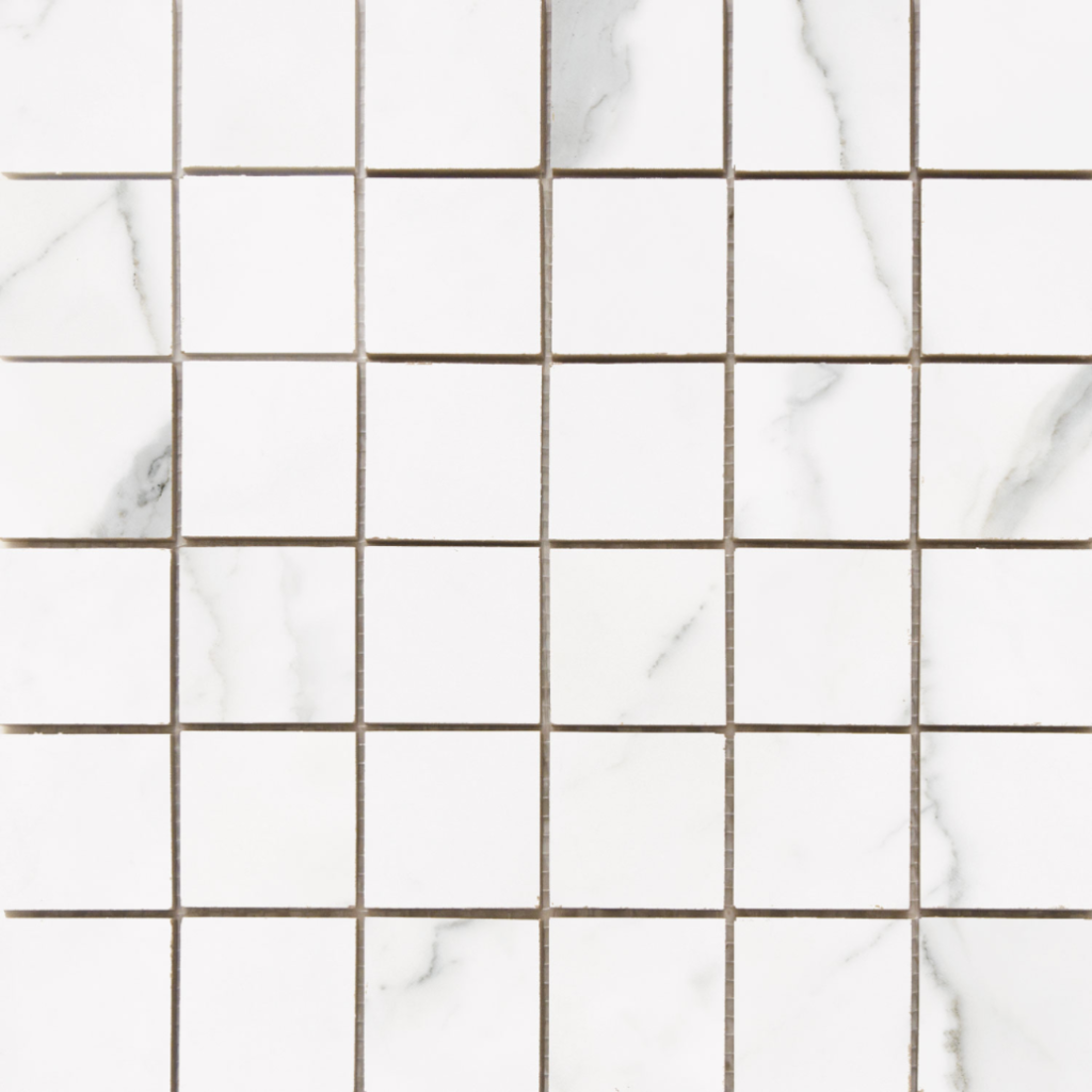 Statuario Matte Porcelain Mosaic - 2 x 2 in. - diamON tile