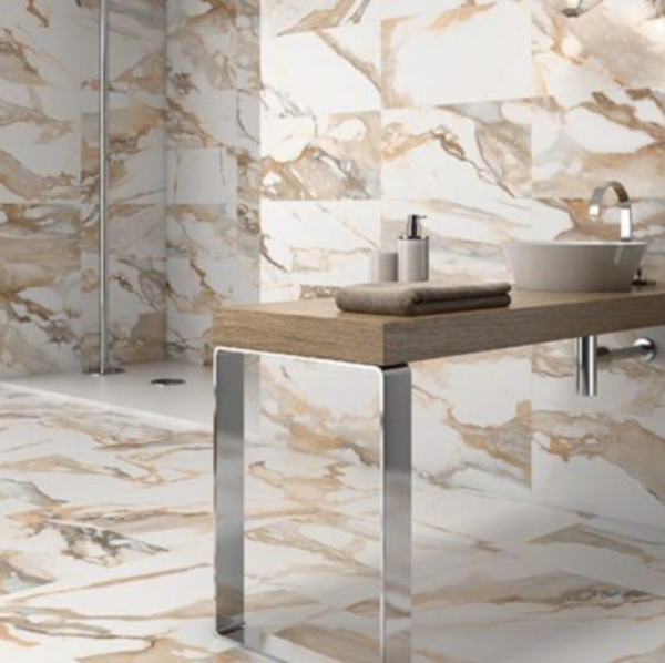 Beige Polished Porcelain Large Format Tile - 48 x 48 in.